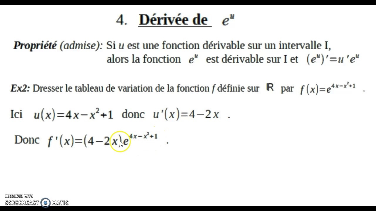 Exponentielle 8 Dérivée e^u - YouTube
