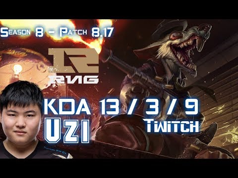 RNG Uzi TWITCH vs XAYAH ADC - Patch 8.17 KR Ranked - YouTube