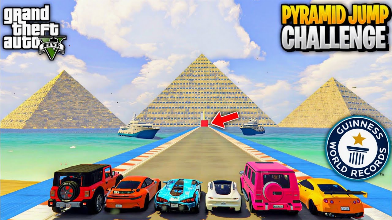 BIGGEST PYRAMID JUMP CHALLENGE WITH INDIAN CARS GTA 5 | HINDI | ZENITRA ...
