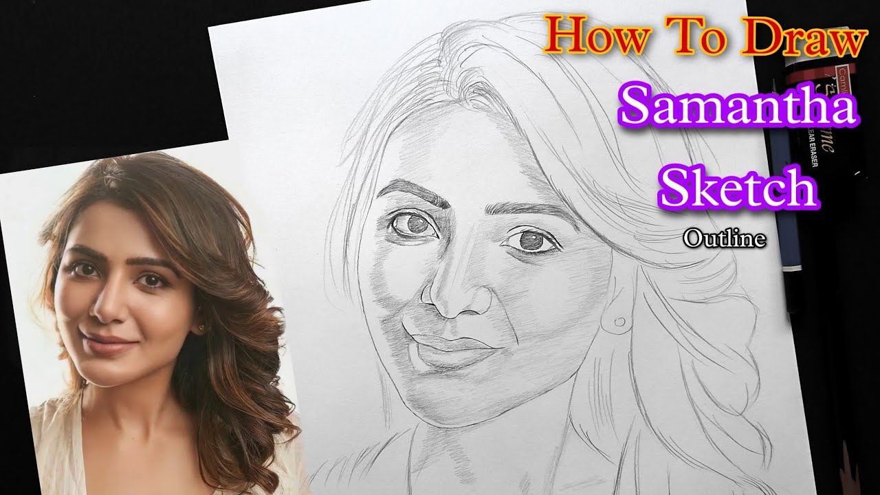 How To Draw Samantha Sketch Outline / Step By Step For Beginning - YouTube
