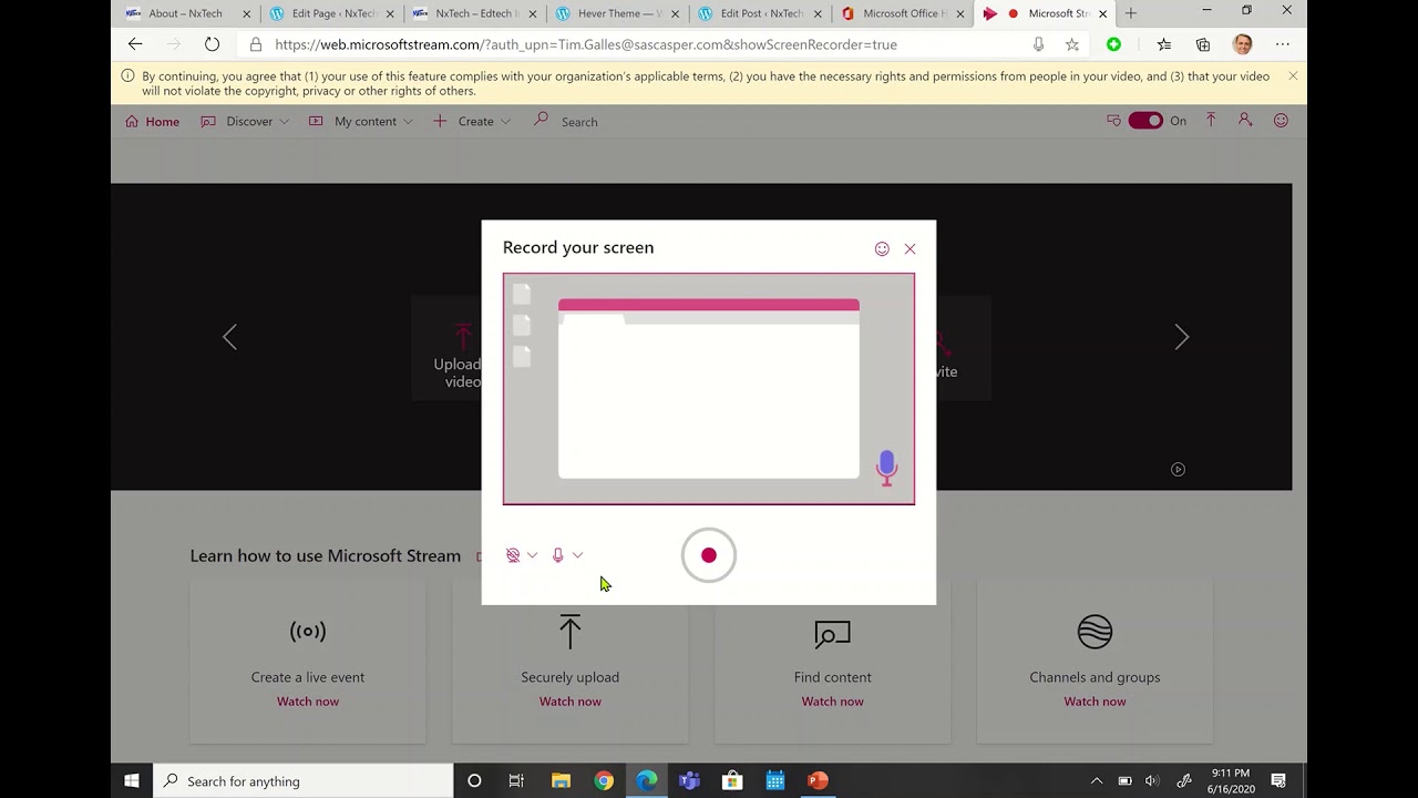 Screen Recording with Microsoft Stream - YouTube