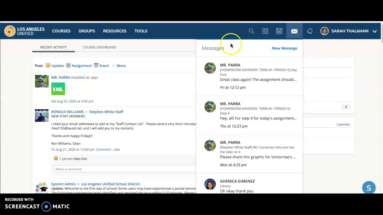 Viewing Messages and Notifications on Schoology - YouTube