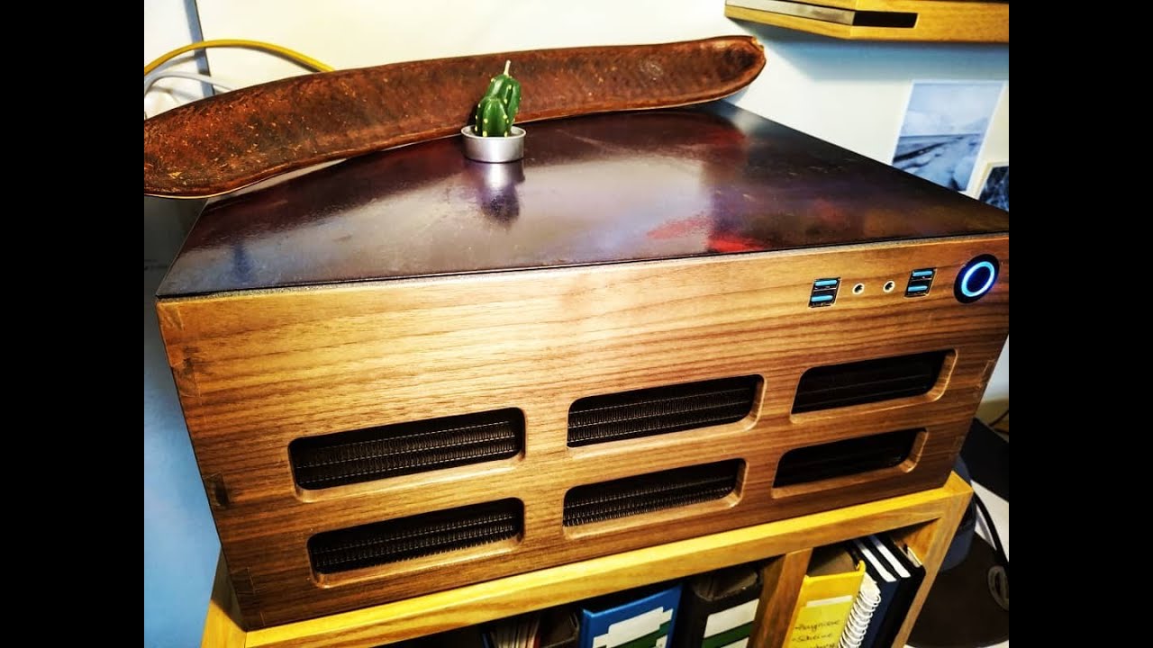 Case modding industrial custom wooden gaming pc in black walnut / built ...