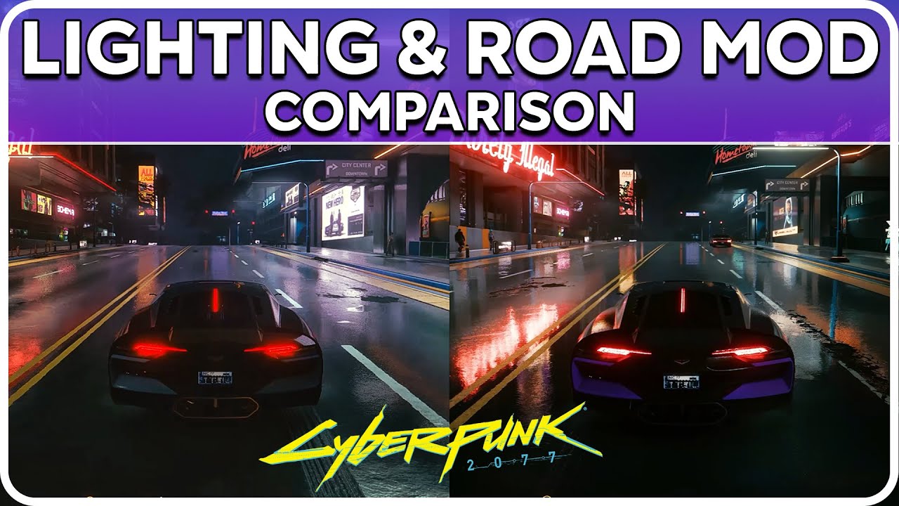 Cyberpunk 2077 Lighting and Road Mods Comparison - YouTube