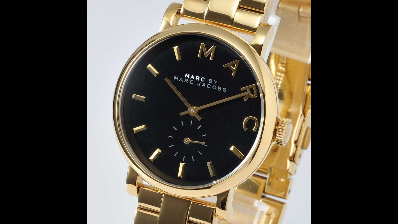 MARC BY MARC JACOBS LADIES WATCH MBM3355 BAKER GOLD TONE BLACK ...