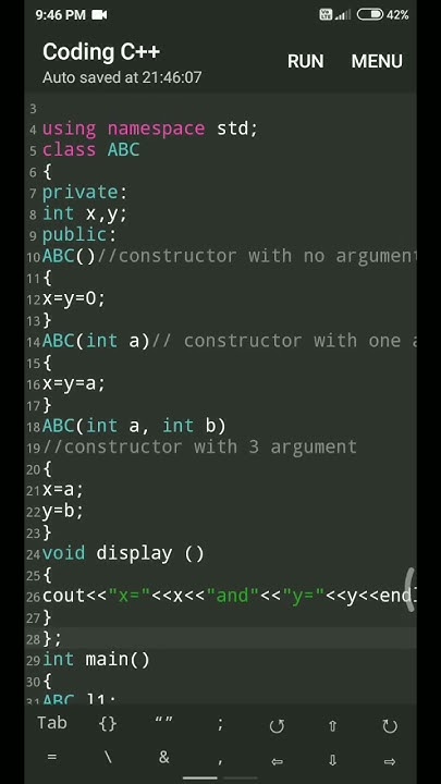 A program for constructor overloading in c++ | c program |default and paramatrized constructor ...