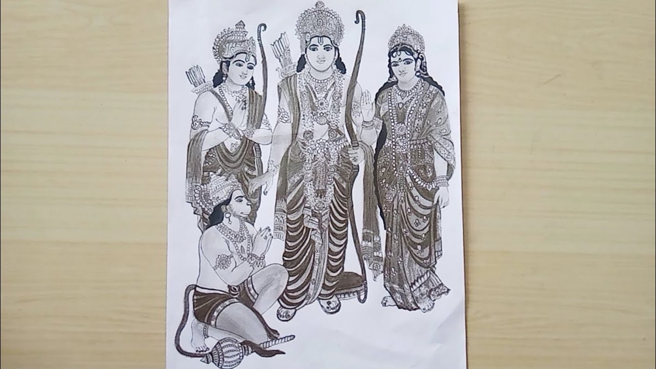 PART - 1 || Drawing of Ram Lakshman Sita and Hanuman || राम लक्ष्मण ...