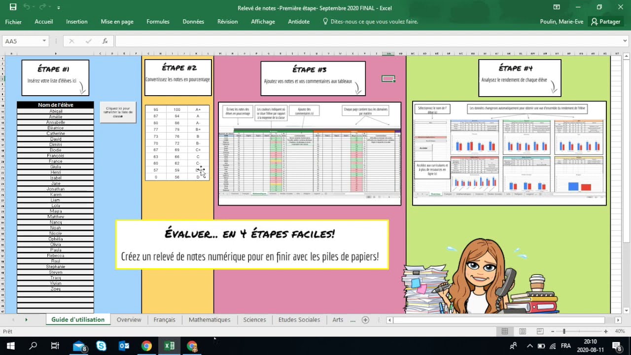 Compilez vos notes dans un relevé Excel - YouTube