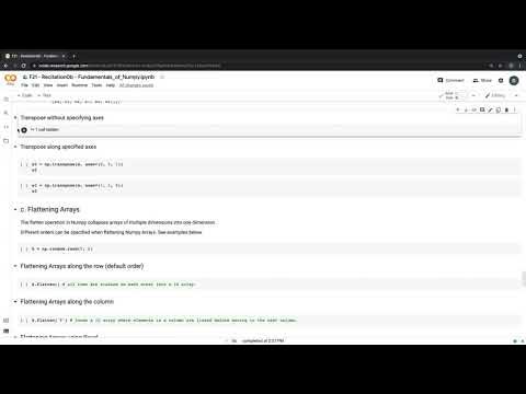 Recitation 0b | Fundamentals of Numpy - Transposing Numpy Arrays (4/8) - YouTube