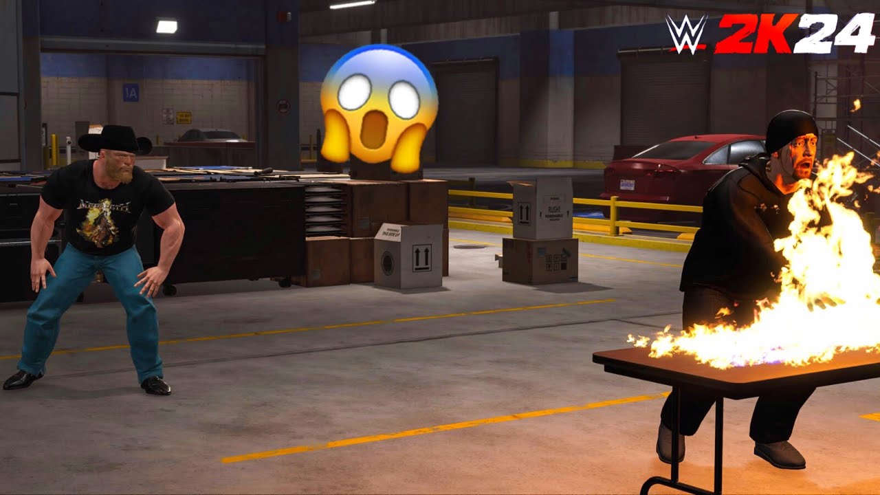 Brock Lesnar Pushes Undertaker Towards Fire Table WWE Shocking Moment ...