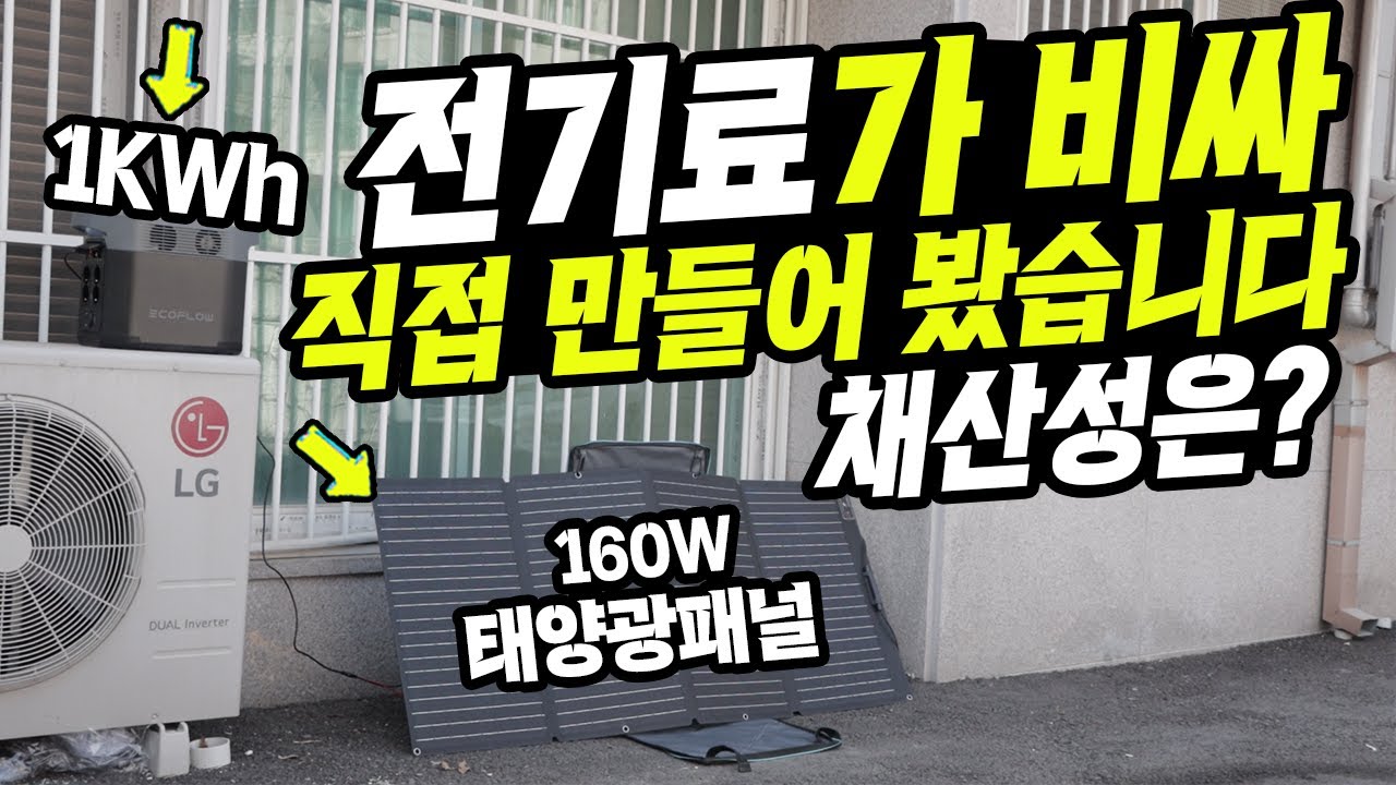 파워뱅크로 전기료가 비싸 전기를 직접 만들어 봤습니다 과연 채산성은 있을까요 160w 태양광패널 2개 1kwh 에코플로우