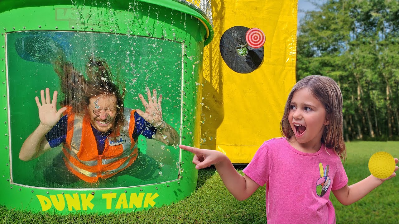 Dunk Tank Fun For Kids Handyman Hal Uses Tools To Setup Dunk Tank dunk-tank-fun-for-kids-handyman-hal-uses-tools-to-setup-dunk-tank