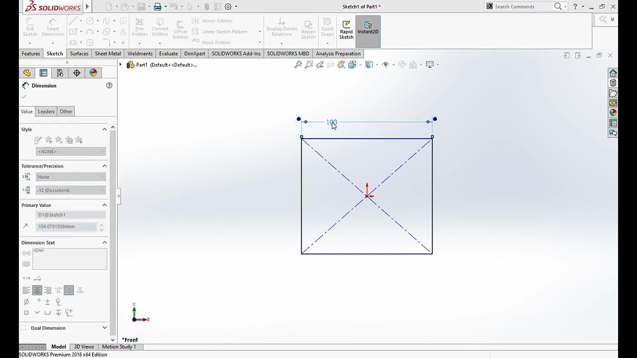 SOLIDWORKS Extrude Rectangle - YouTube
