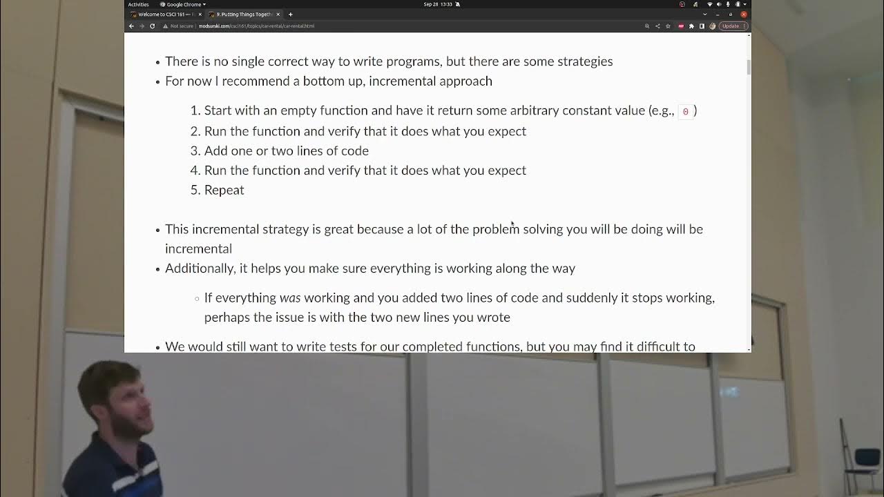 CSCI 161 --- September 28, 2022 - YouTube