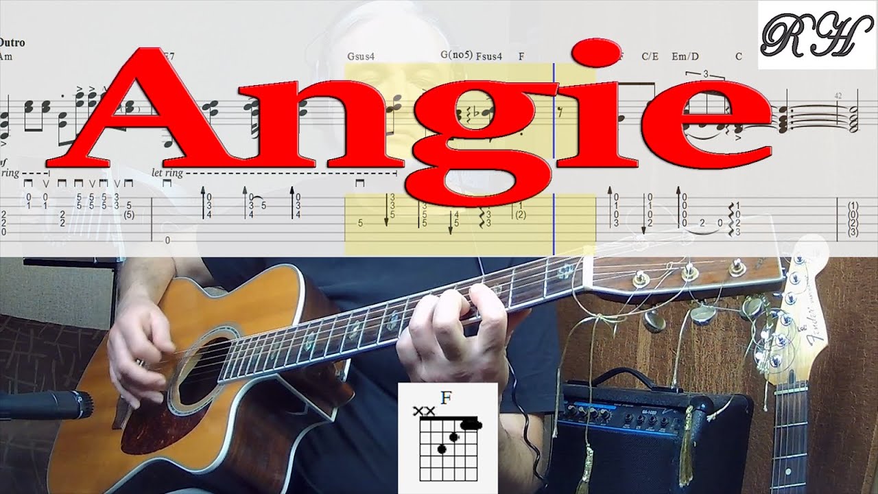RH. The Rolling Stones. Angie. Guitar cover. Chords. Notes. Tabs - YouTube