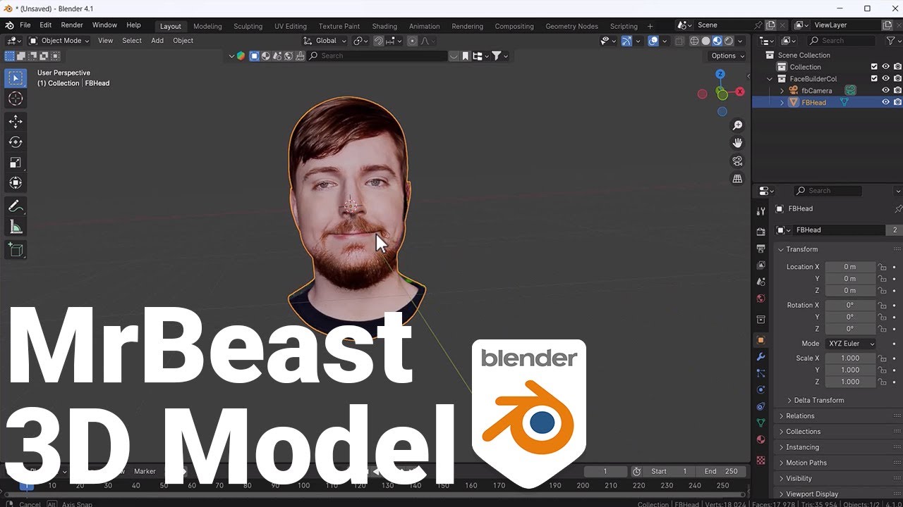 How I have Created @MrBeast 3D Model in Blender || Blender Tutorial ...