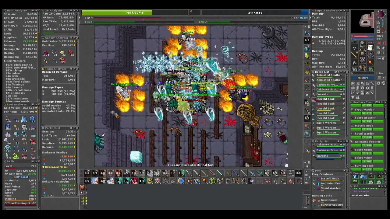 Tibia - DOUBLE LOOT/ DOUBLE EXP ICE LIBRARY HUNT 4X - YouTube