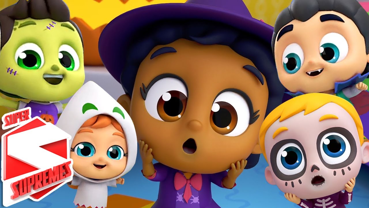 Five Little Monsters | Scary Nursery Rhymes and Kids Song with Super ...