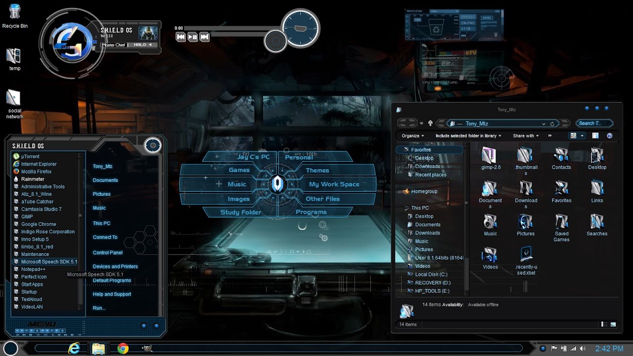 windows 8 and 8.1 Theme Dark shield - YouTube