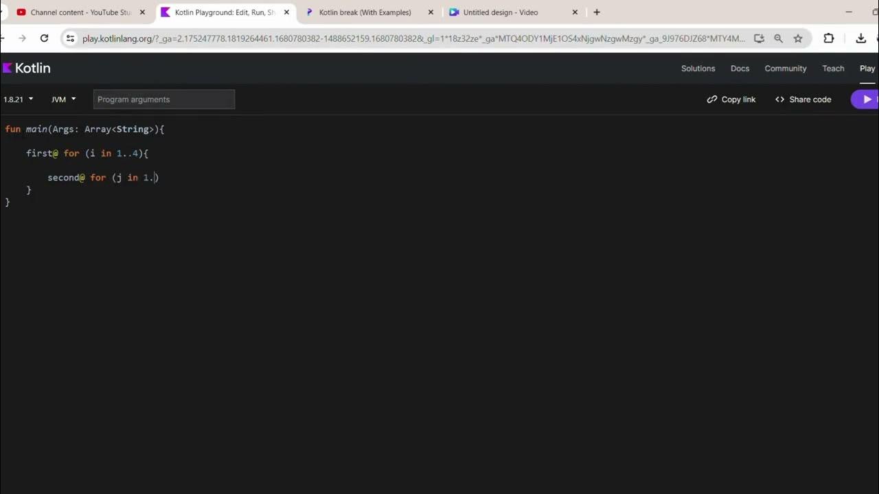 Kotlin (Programming Language) Project 26: 'Labeled break first' Created by Trishanth Kumar - YouTube