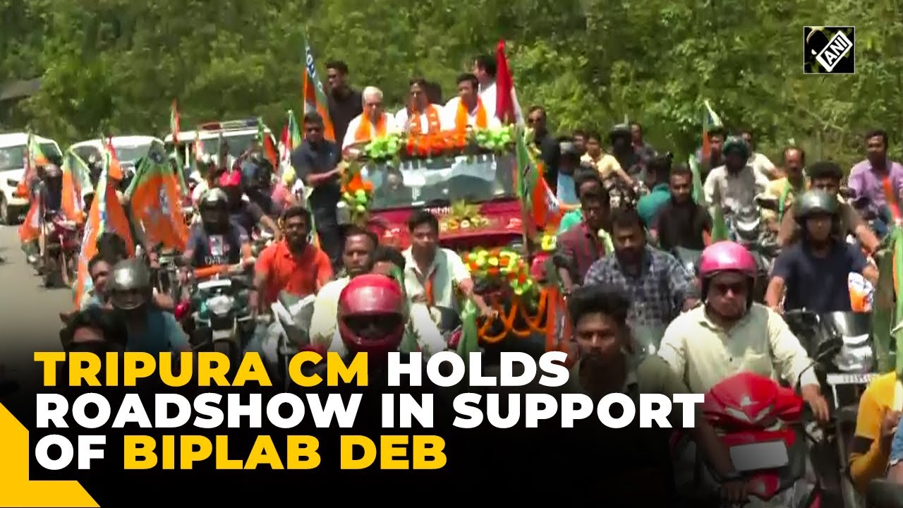 Tripura CM Manik Saha holds roadshow in support of BJP LS candidate Biplab Kumar Deb in Gomati ...