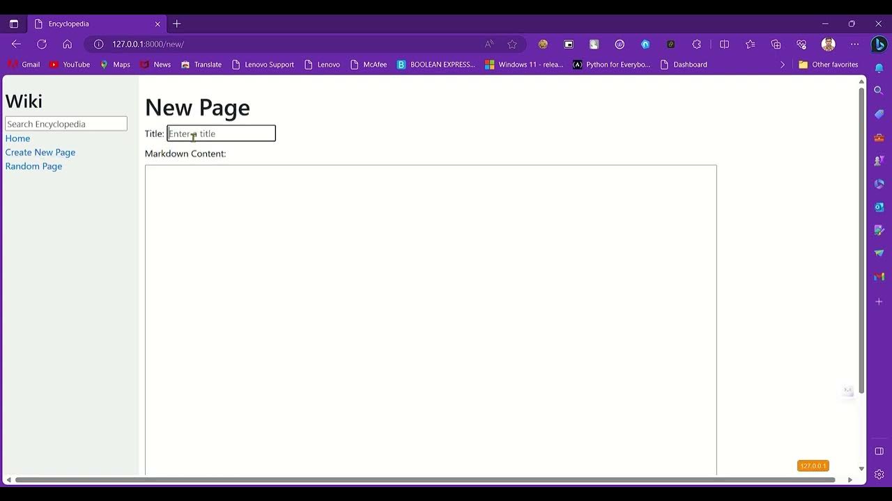 CS50 Web Programming with Python and Javascript - Project 1 - Wiki Pedia like web page - YouTube