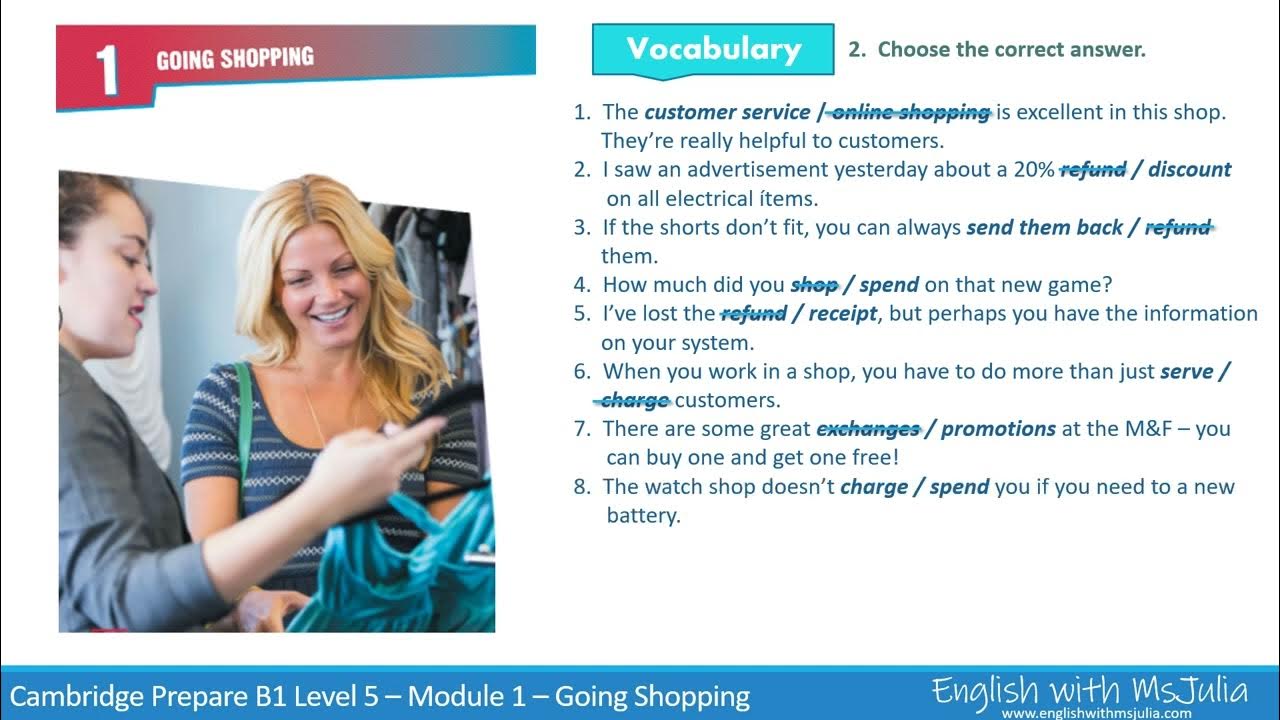 English B1 Level 5 – Module 1 – Going Shopping - YouTube