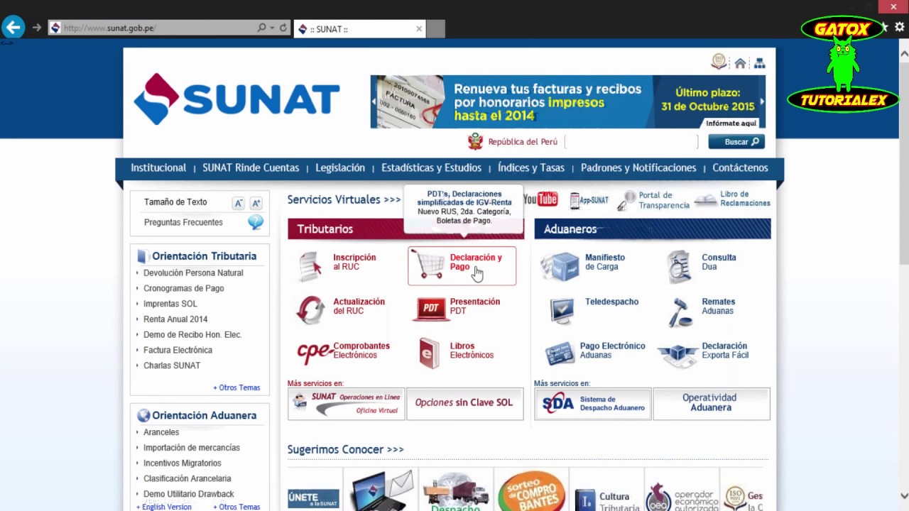 SUNAT WEB 2017 DECLARAR IMPUESTO A LA RENTA IGV PERU - YouTube