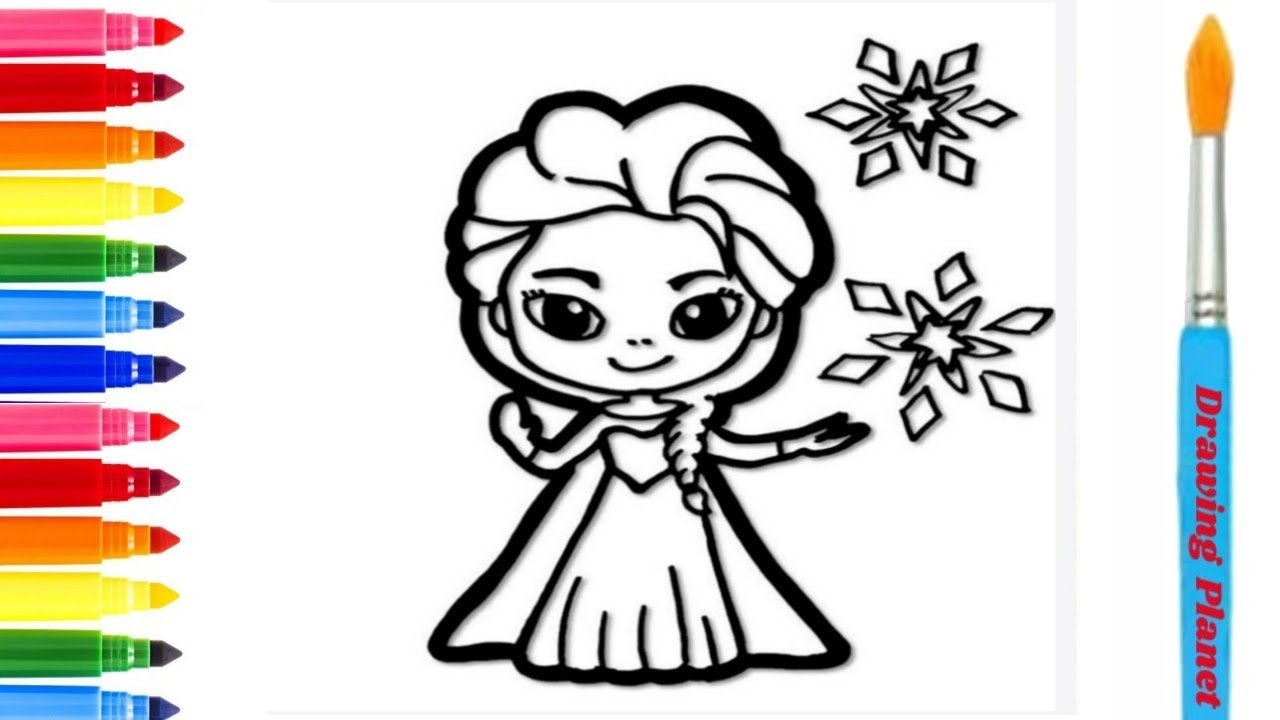 How to draw ELSA From Frozen||easy drawing, Painting and coloring for ...