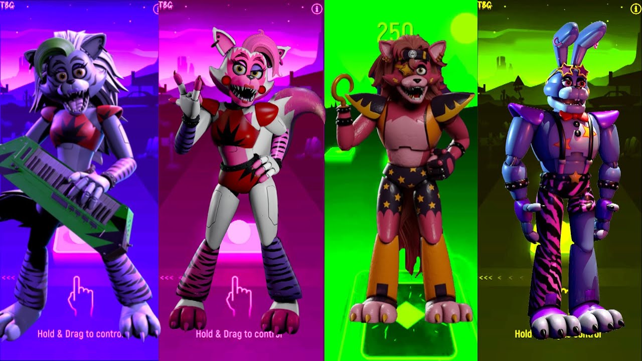 [FNAF] SECURITY BREACH Roxanne VS Mangle VS Foxy VS Bunny (GLAM TILES ...