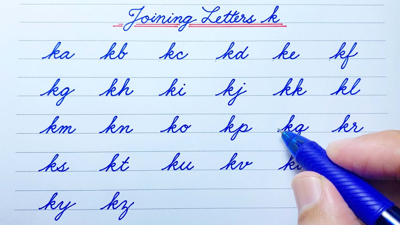 Cursive writing | Joining Letters | Small letters k | Cursive ...