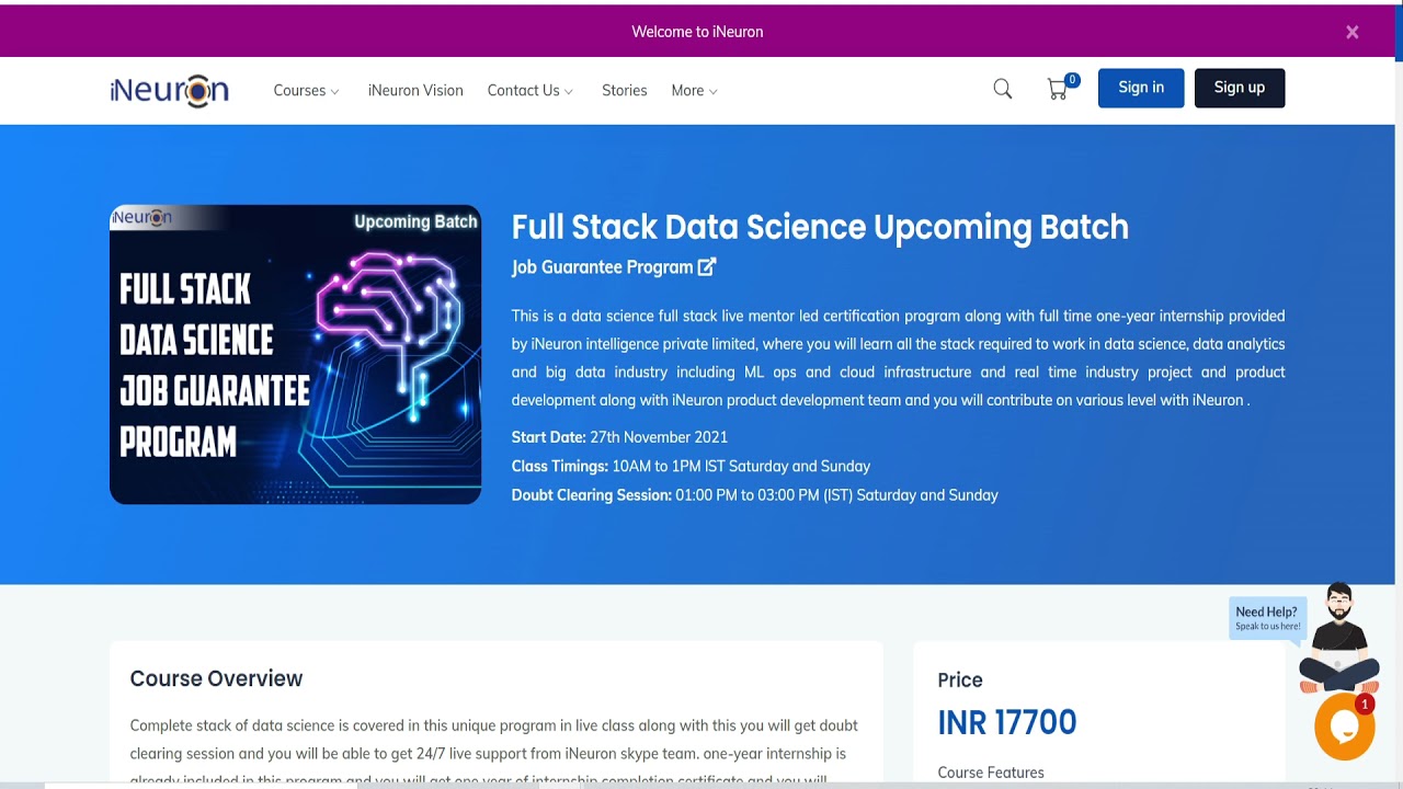 Ineuron Full Stack Data Science Course With Job Guarantee Youtube