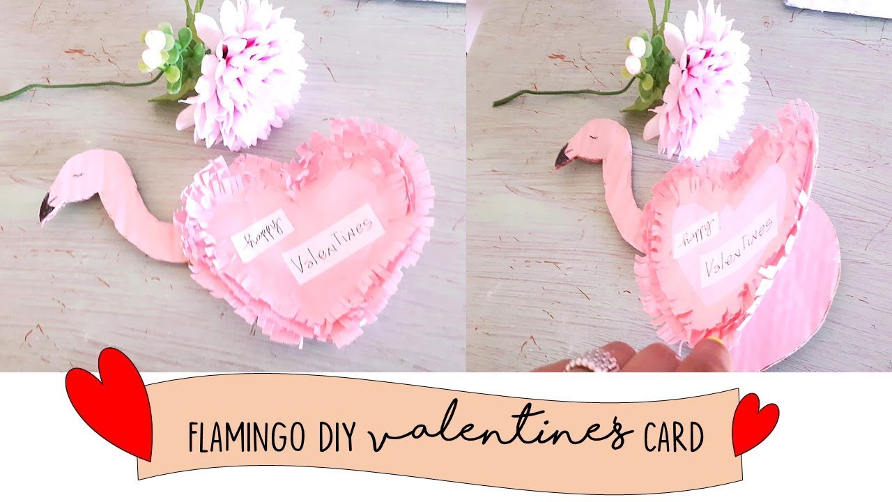 DIY FLAMINGO VALENTINE'S CARD/CARDBOARD CRAFT - YouTube