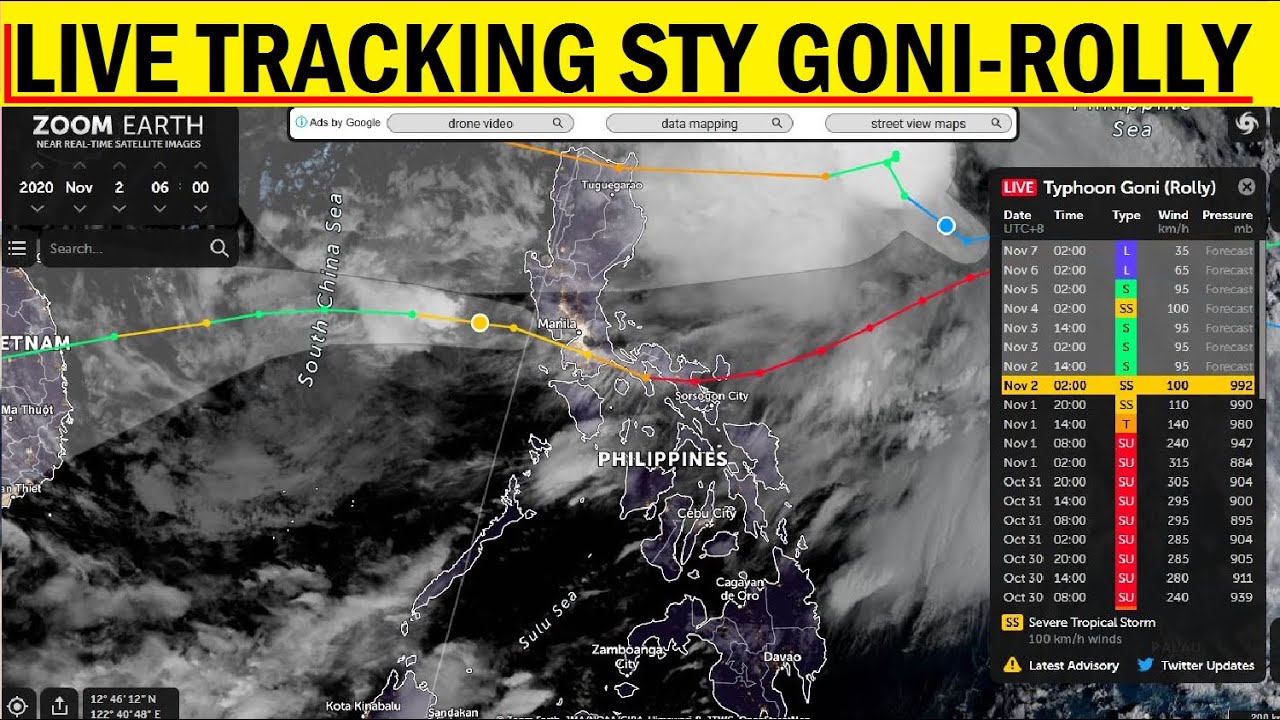 LIVE TRACKING OF SUPER TYPHOON GONI (ROLLY) CATEGORY 5 PHILIPPINES ...