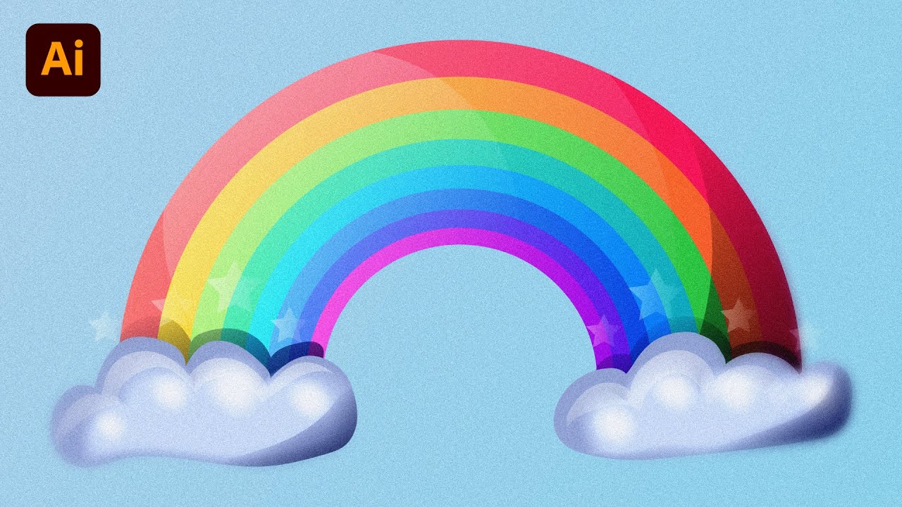 How to draw a bright rainbow from scratch in Adobe Illustrator. - YouTube