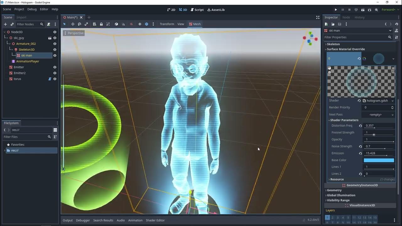 DEMO Godot shader: Hologram - YouTube