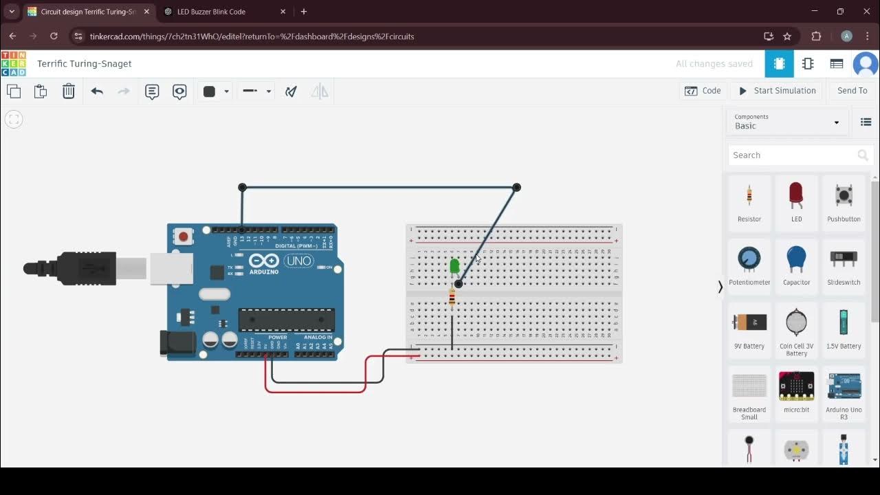 Tinkercad series #1 - Connect LED & buzzer to UNO - YouTube