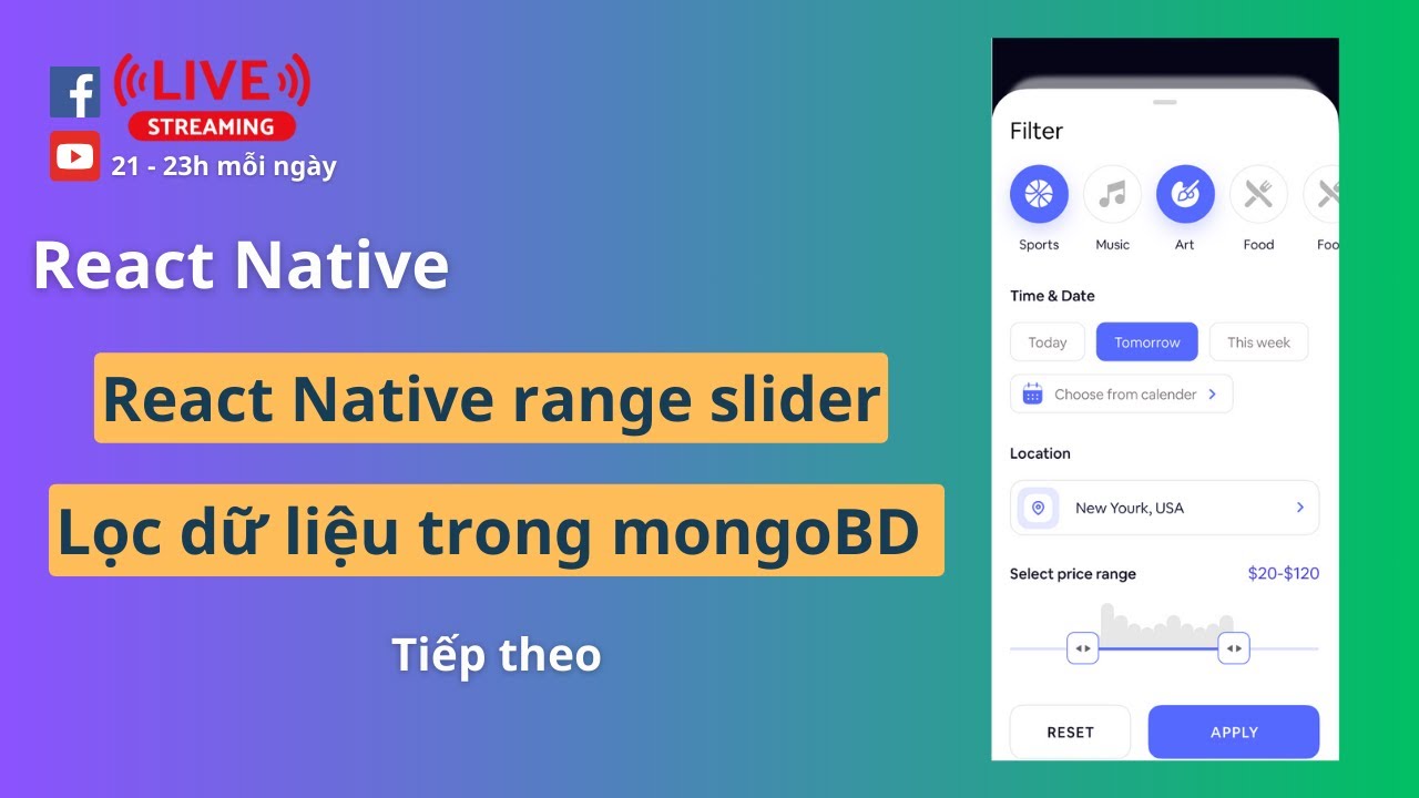 React Native Phần 44 How To Filter Data In Mongodb React Native Ranger Slider Tiếp Theo