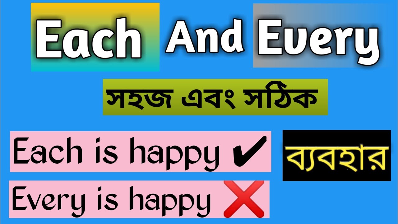 How to use Each and Every in English grammar & spoken correctly| each ...