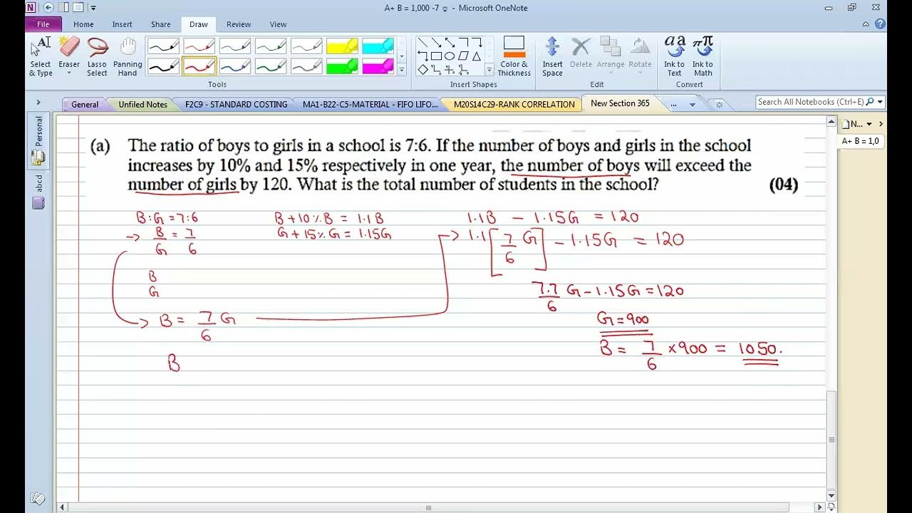 Basic maths problem boys and girls ratio - YouTube