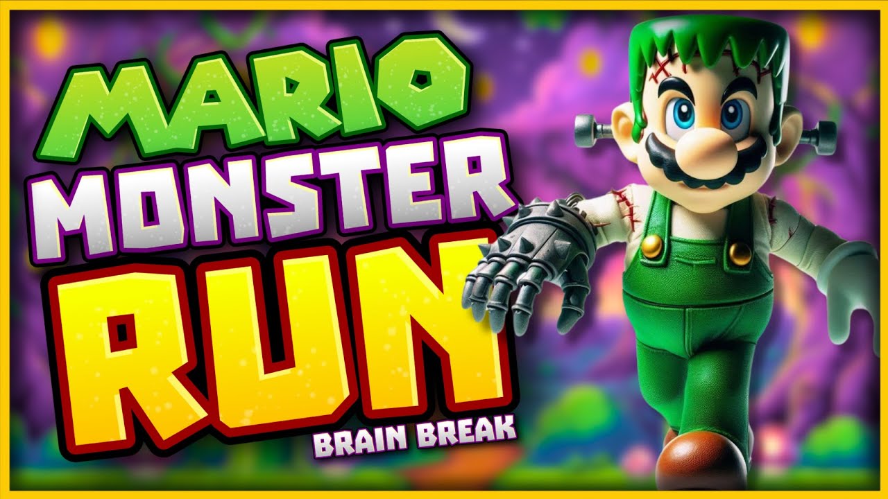 Mario Monster Run! | Halloween Brain Break | Mario Freeze Dance | Just ...
