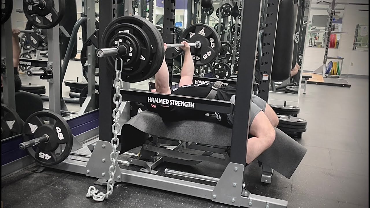 290lb/131kg Medium-Grip Pin Bench Press +25lb/11kg Chains - Today's Low ...