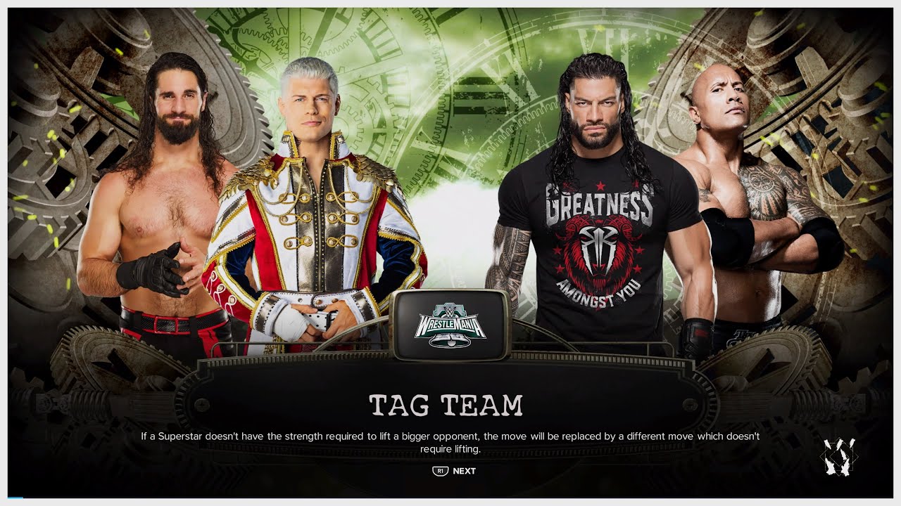 Seth Rollins & Cody Rhodes Vs Roman Reigns & The Rock - Wrestlemania XL ...