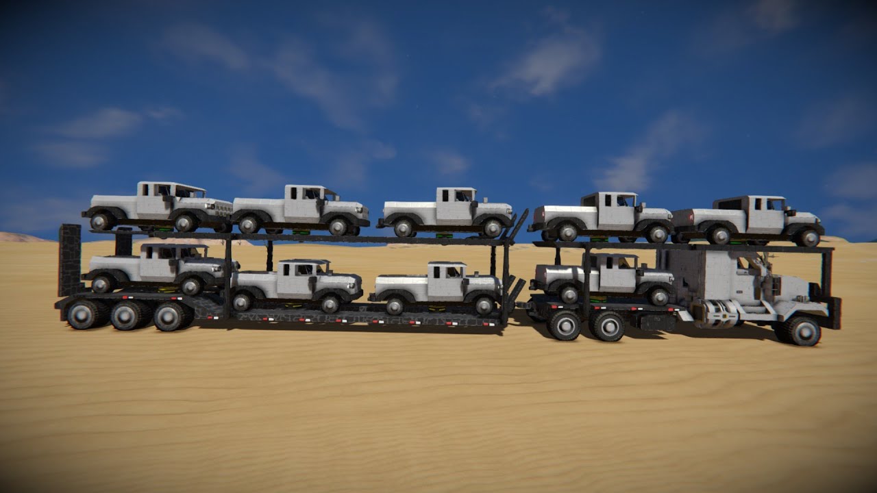 Space Engineers Ep 9 Semi Truck & 9 car hauler - YouTube