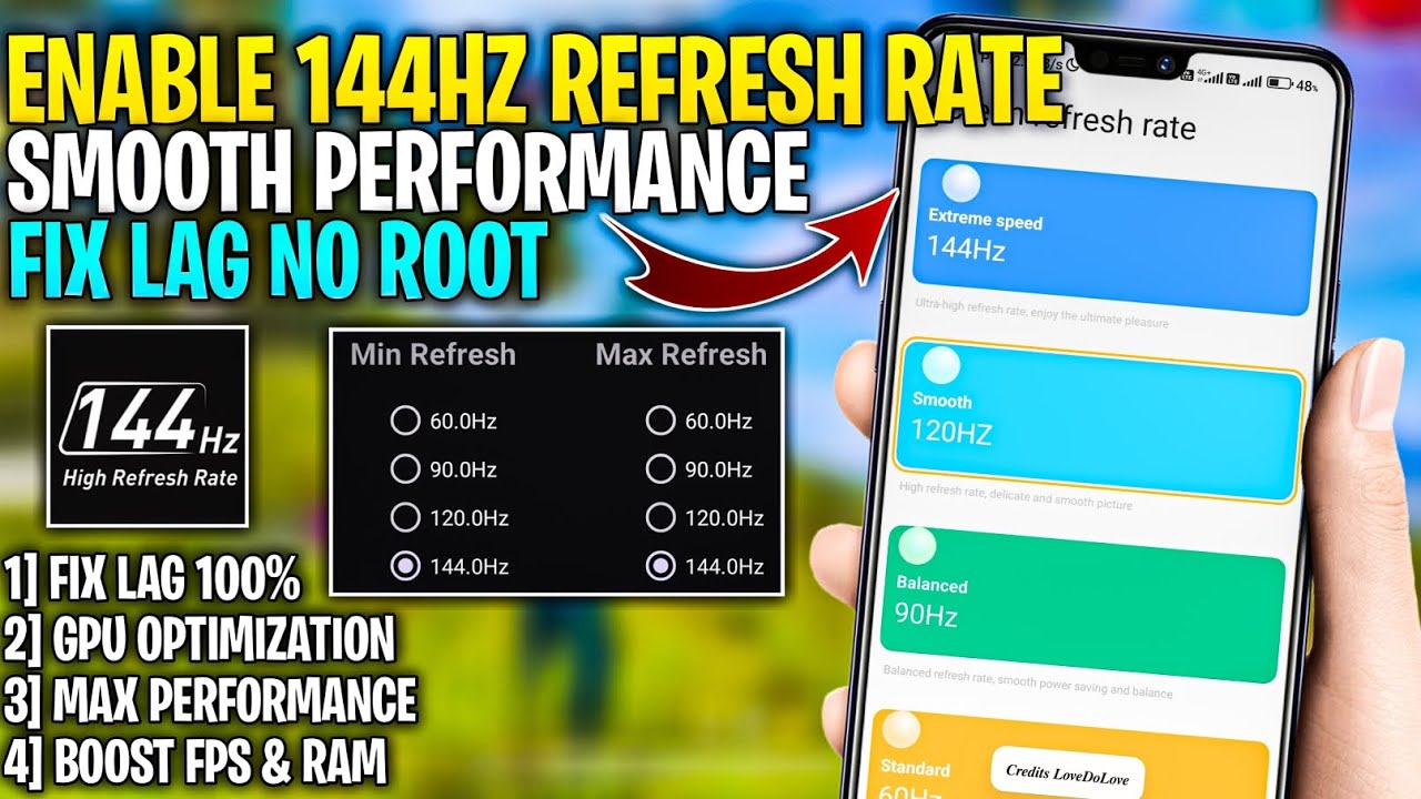 Enable 144Hz Refresh Rate ! Smooth Max Performance | Fix Lag - No Root ...