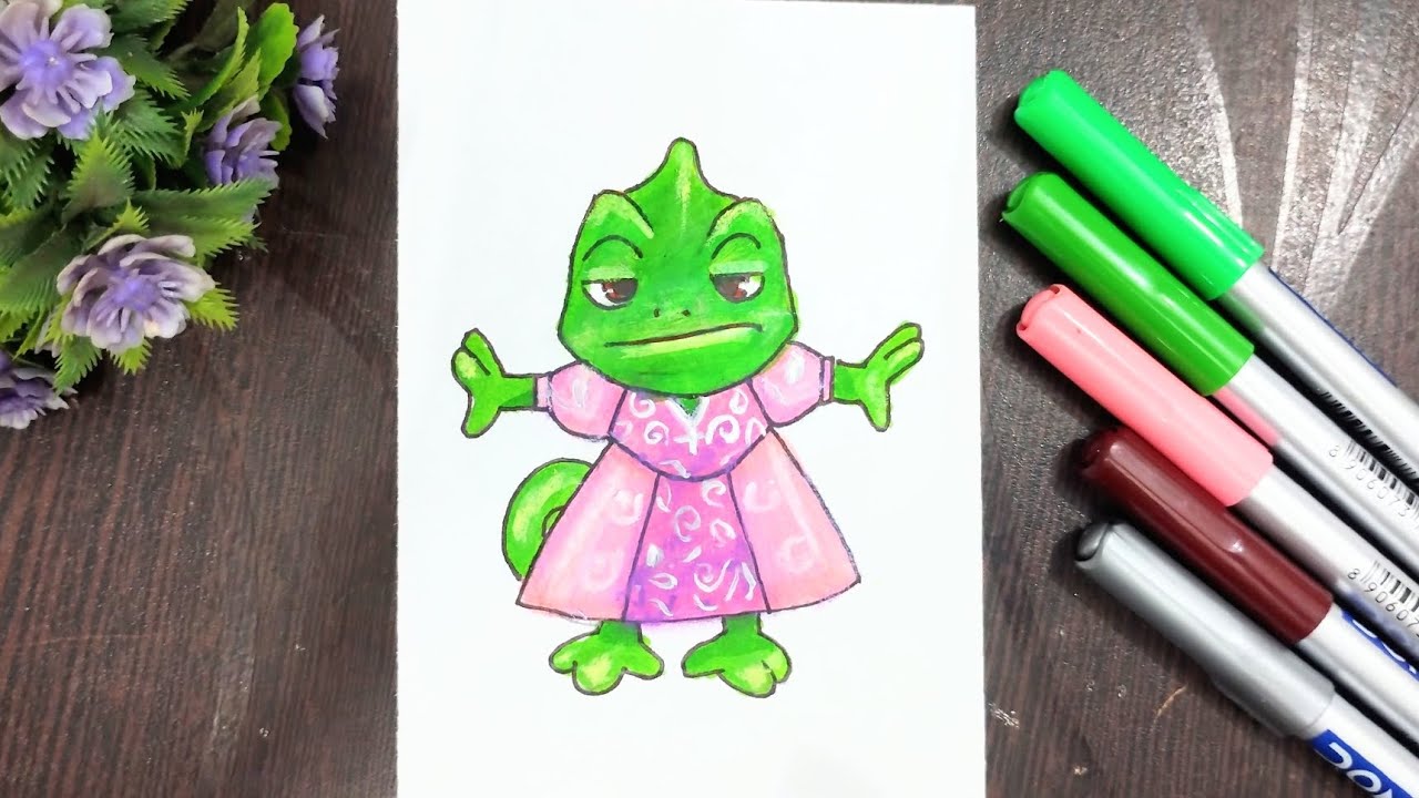 How to draw Pascal | Tangled | Disney | Rapunzel #disney#pascal# ...