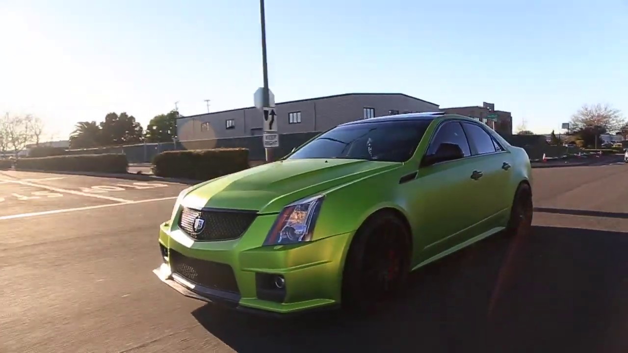CADILLAC CTSV WRAPPED IN MATTE DYNAMIC LIME!!! - YouTube
