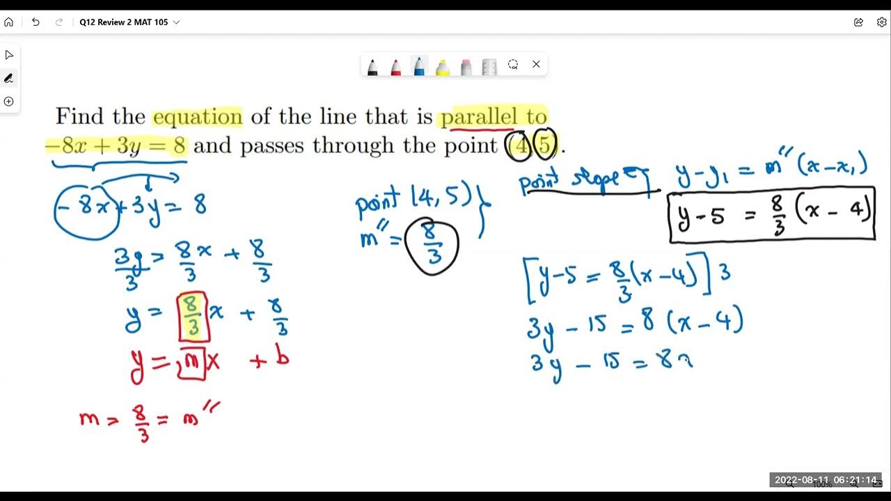 Find the Equation of the parallel line - YouTube