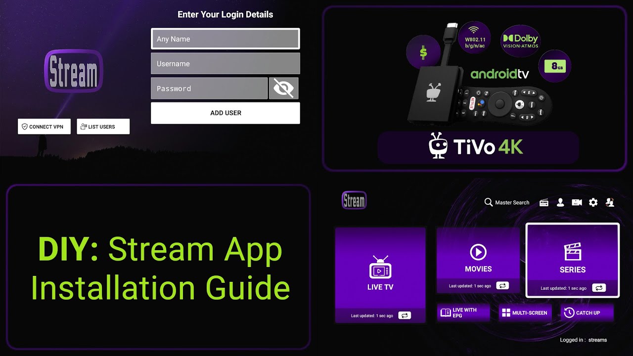 Tivo 4k install stream app - YouTube