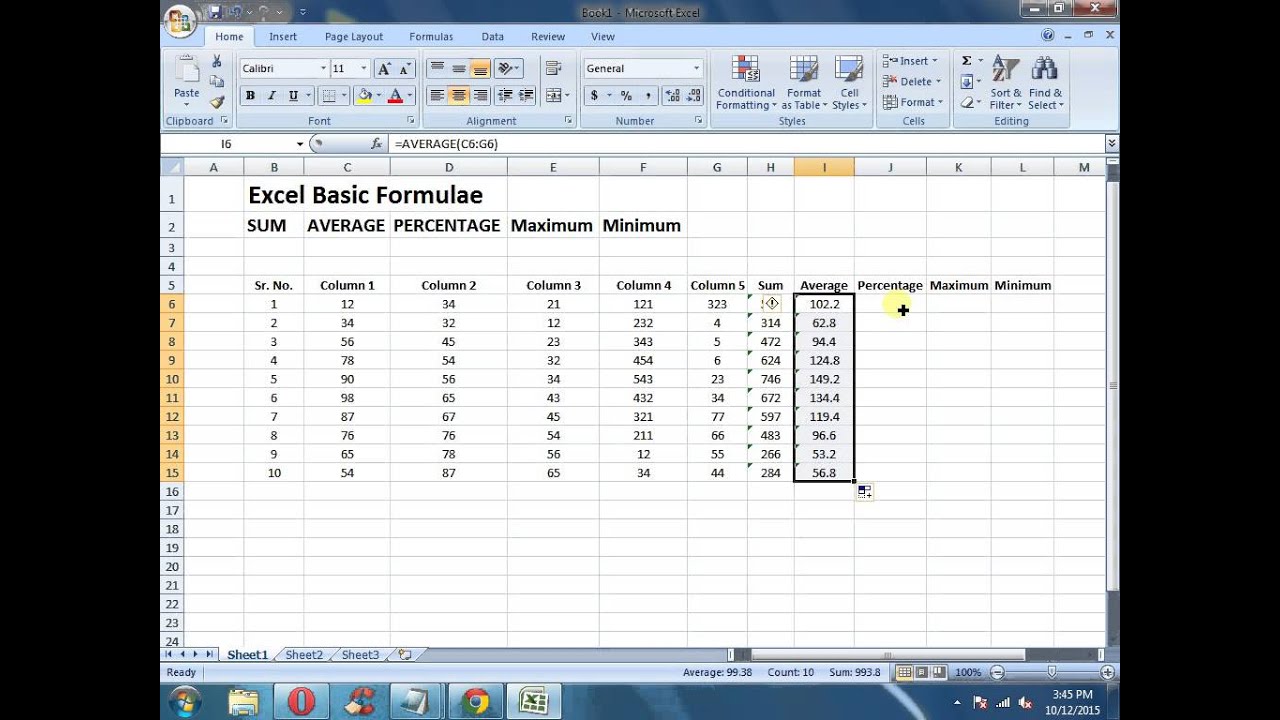 MS Excel Tutorials - Basic Formula in Microsoft Excel - YouTube